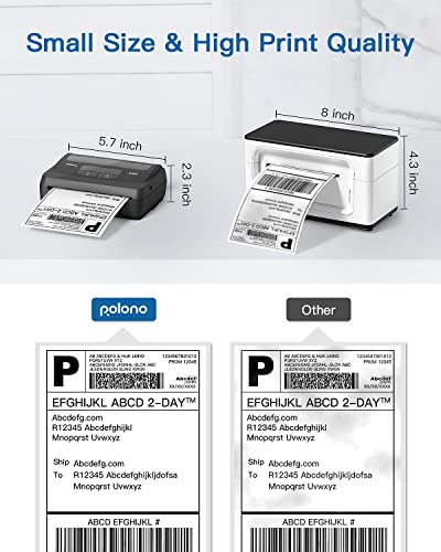 POLONO A400 Bluetooth Thermal Label Printer - 4x6 Label Printer for Small Business Shipping Packages - Portable Printer, Direct Thermal Shipping Labels 2Rolls (80 Labels/Roll)