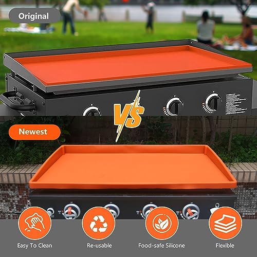 Griddle Cover Mat Full-Edge for Blackstone 36 Inch Grill, Silicone Food Grade Full-Edge Blackstone Accessories, with a Silicone Grease Cup Liner, Protect from Rust, Insects, Leaves