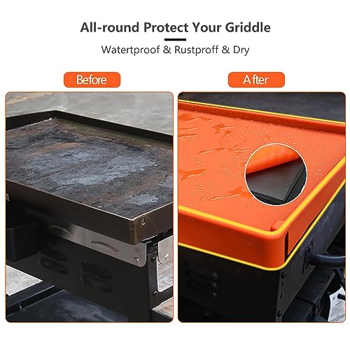 Griddle Cover Mat Full-Edge for Blackstone 36 Inch Grill, Silicone Food Grade Full-Edge Blackstone Accessories, with a Silicone Grease Cup Liner, Protect from Rust, Insects, Leaves