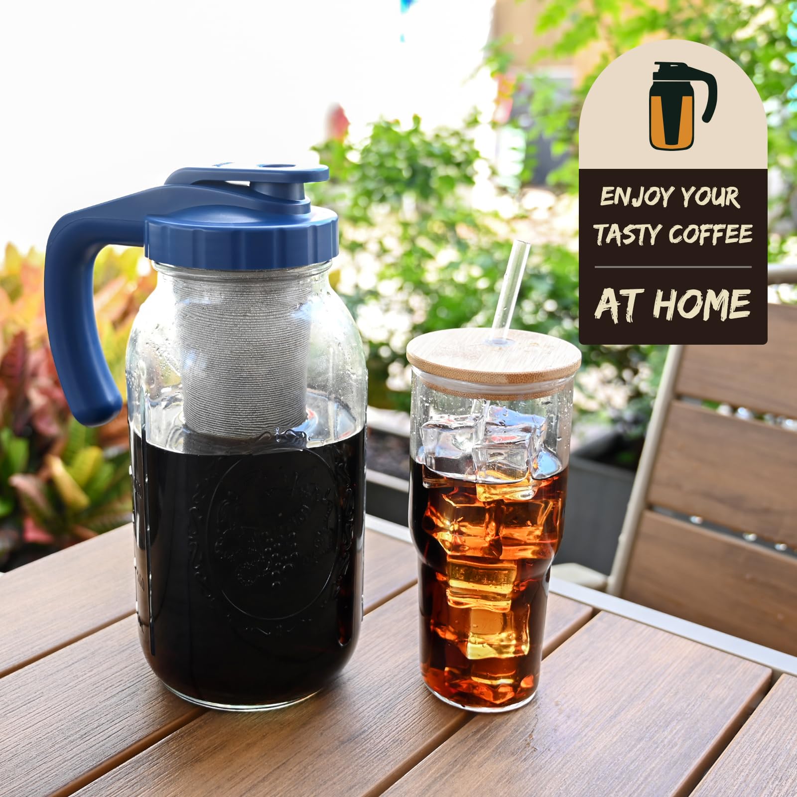 LIVEBAY Wide Mouth Mason Jar Pour Spout Lids Flip Cap Lid with Handle Reusable,Leak-proof Airtight Seal, Navy Blue, 2 Pack