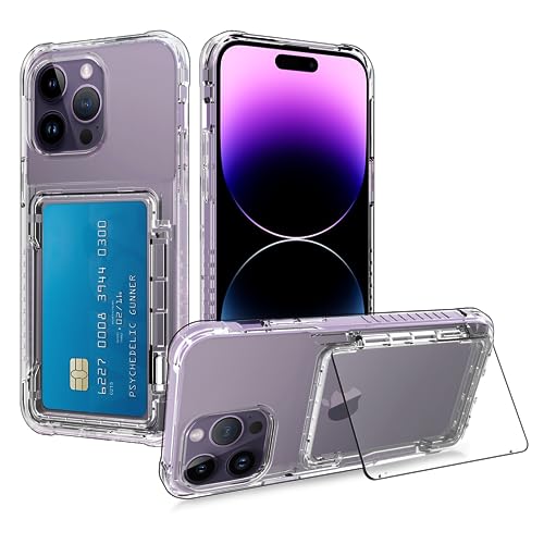 ZIYE for iPhone 14 Pro Max Case with Card Holder,for iPhone 14 Pro Max Wallet Case Store up 4 Credit Card Clear Case Anti-Scratch Shockproof Cover for iPhone 14 Pro Max 5G