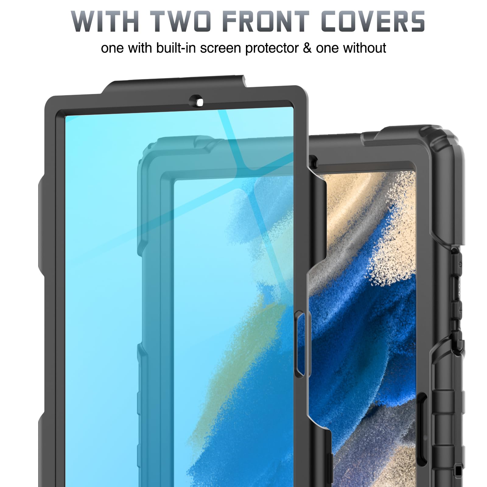 SIBEITU Case Compatible with Samsung Galaxy Tab A8 10.5 Inch 2022 with Screen Protector Pencil Holder,360 Rotating Hand Strap & Stand, Drop-Proof Protection Case for Galaxy Tab A8 SM-X200/X205/X207