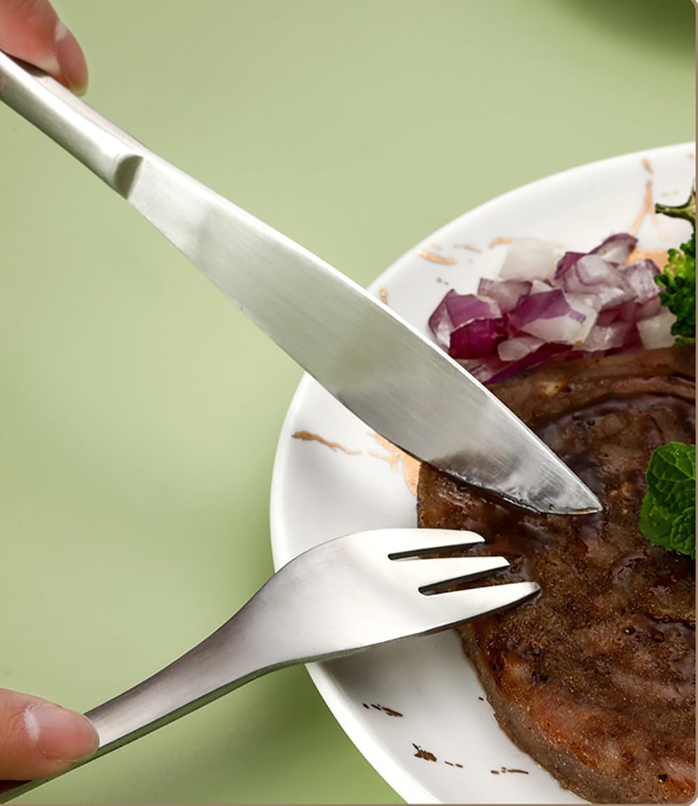 Thomaso 30 Piece Round Handle Cutlery Silverware Sets,1810 Stainless Steel Flatwares for 6,Silver Forks and Spoons Silverware Set,Unique Thicken Handle Utensil Set,Dishwasher Safe