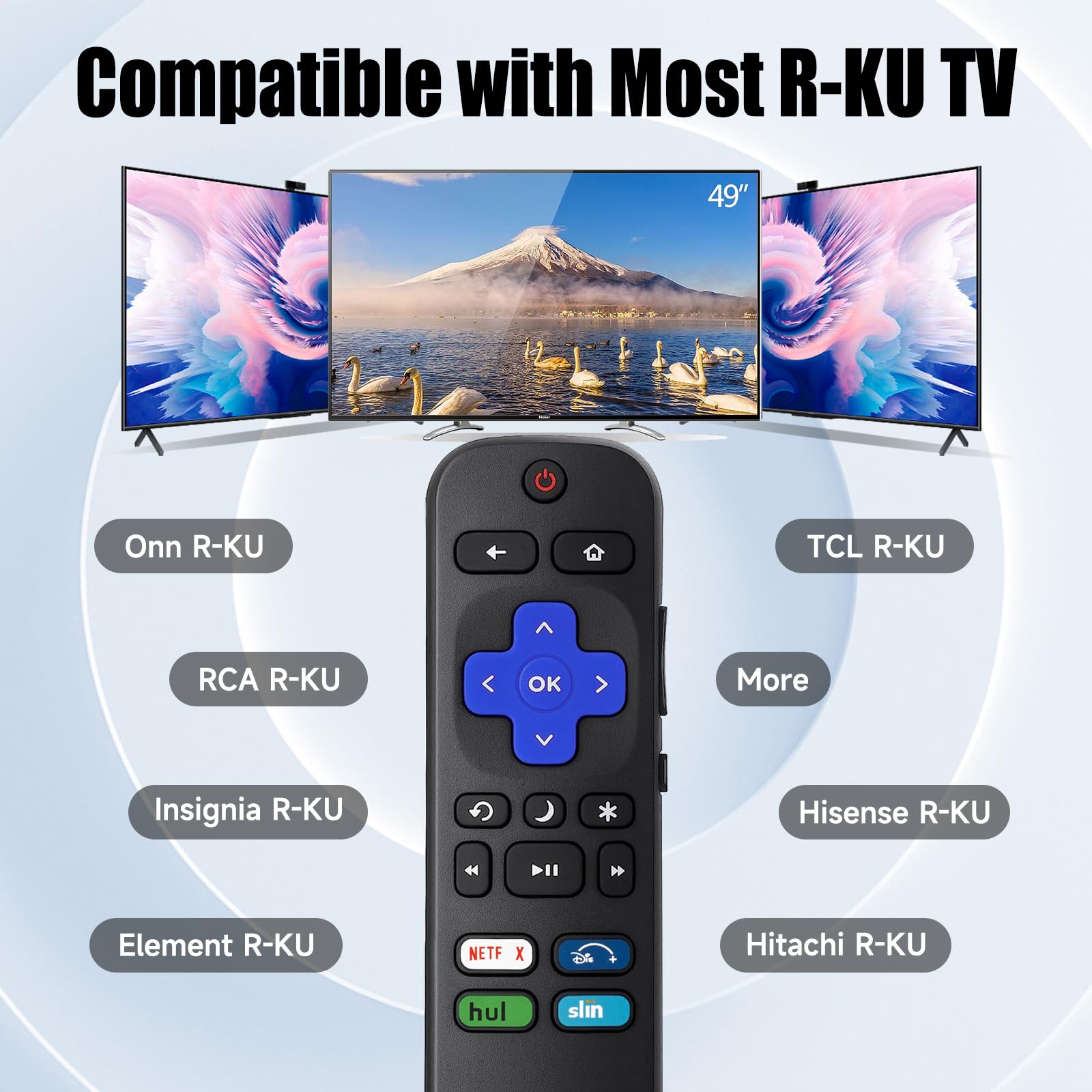 Replacement Remote Compatible for TCL Roku,Hisense Roku,Onn Roku,Insignia Roku, Element Roku,Westinghouse Roku TV.(NOT for Roku Stick and Roku Box)(Pack of 2)