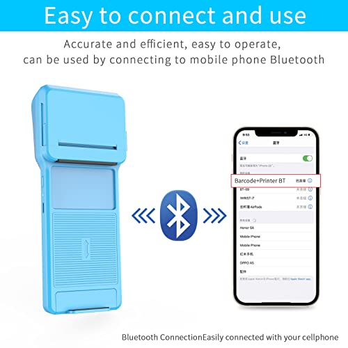 Back Clip Bluetooth 58mm Thermal Receipt Printer and 1D/2D/QR Barcode Scanner Bluetooth 2 in 1 Work with iOS,Windows,Mac,Android