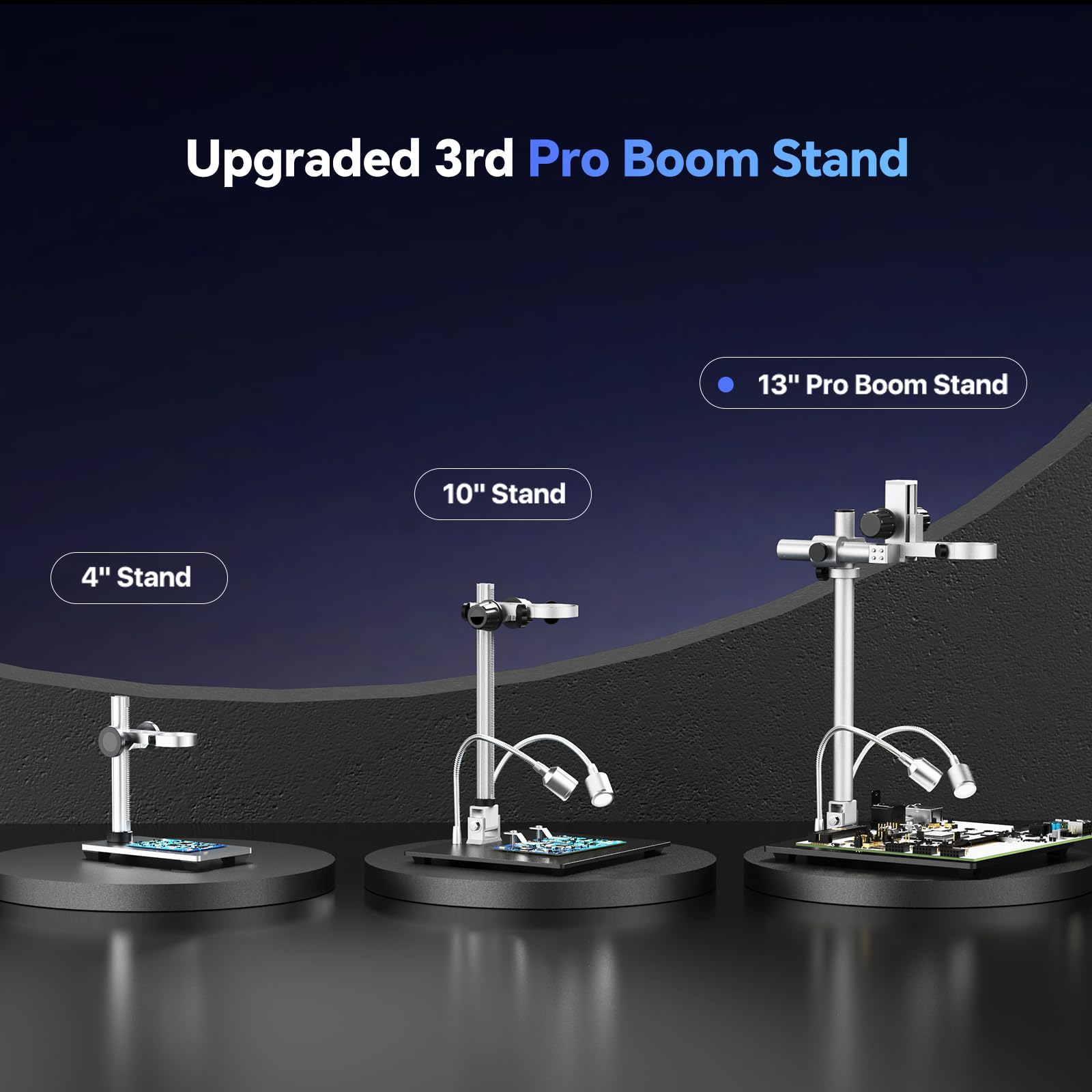 TOMLOV Digital Microscope 13" Pro Boom Stand Base BS04, 42MM(1.65INCH) Diameter Holder Ring for DM401 DM402 Pro Max DM9 DM201 DM202 DM501 Arm LCD Coin Microscope 2k Digital Magnifier