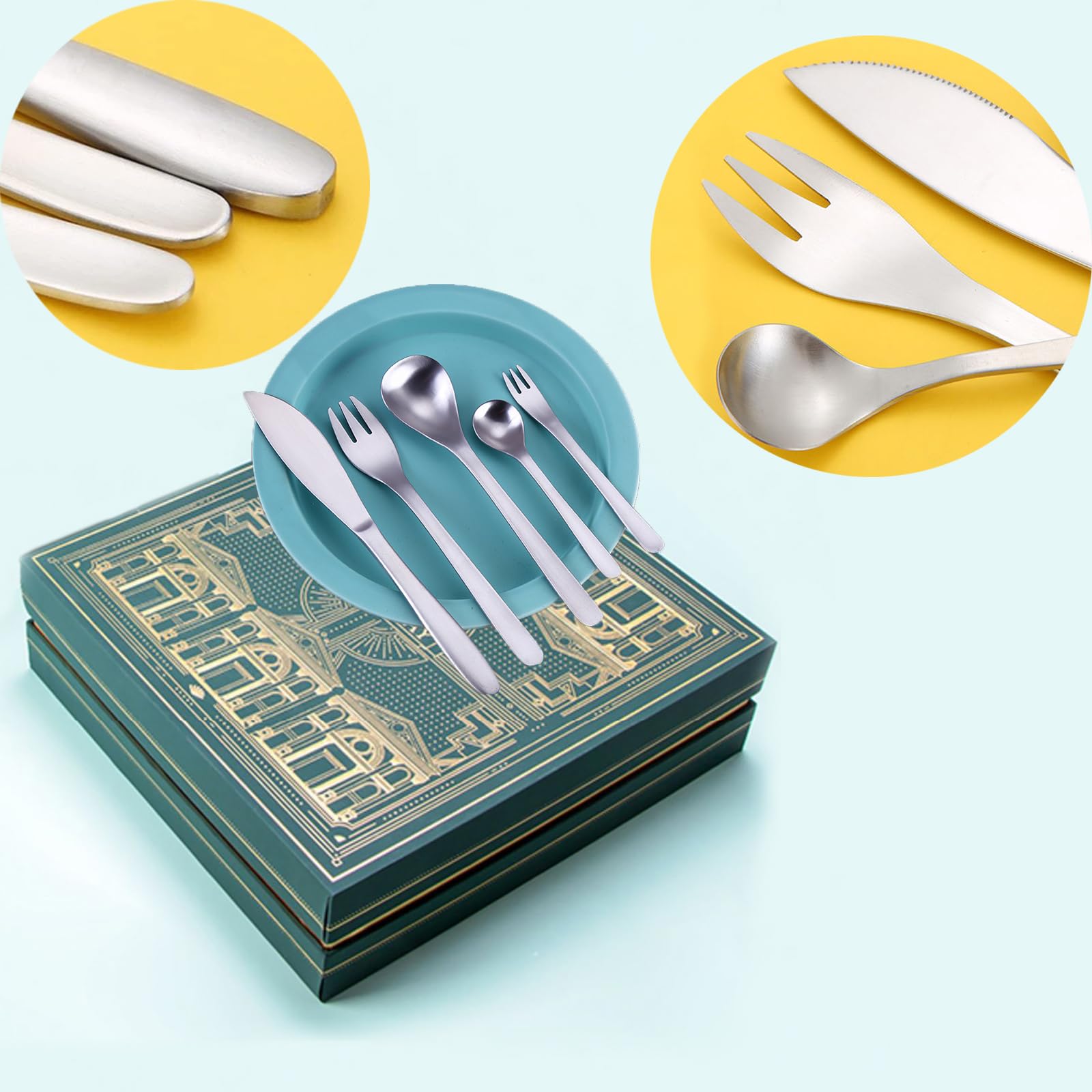 Thomaso 30 Piece Round Handle Cutlery Silverware Sets,1810 Stainless Steel Flatwares for 6,Silver Forks and Spoons Silverware Set,Unique Thicken Handle Utensil Set,Dishwasher Safe