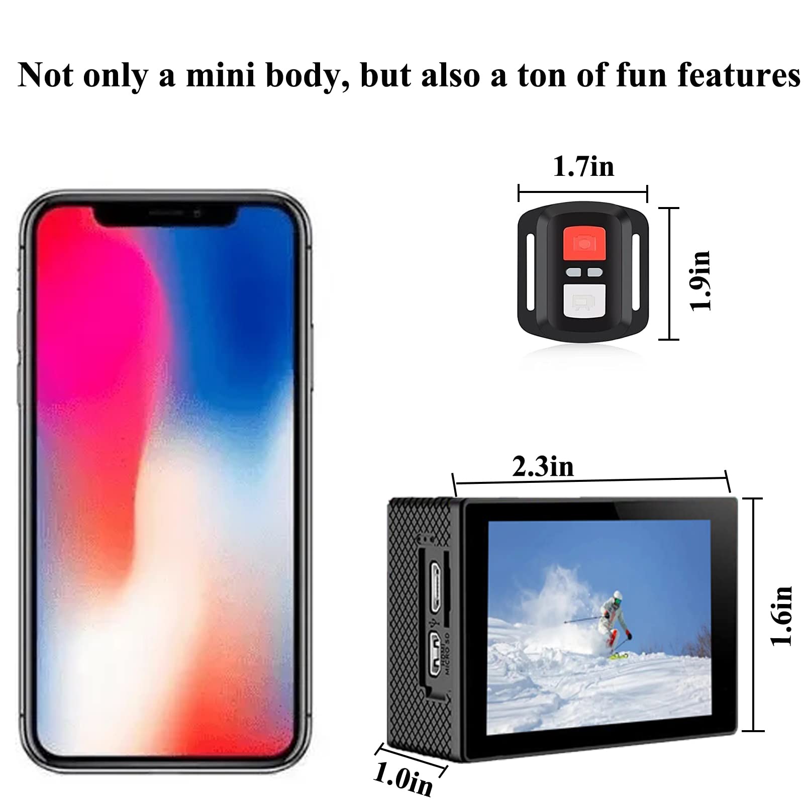 Xilecam Action Camera 4K/20M /WiFi/4*Zoom/2.4 G Remote Control 2 * 1350mAh Battery Waterproof Camera Underwater 131FT/170 Degree Wide Angle Sports Camera (4K+2.4G) X3R