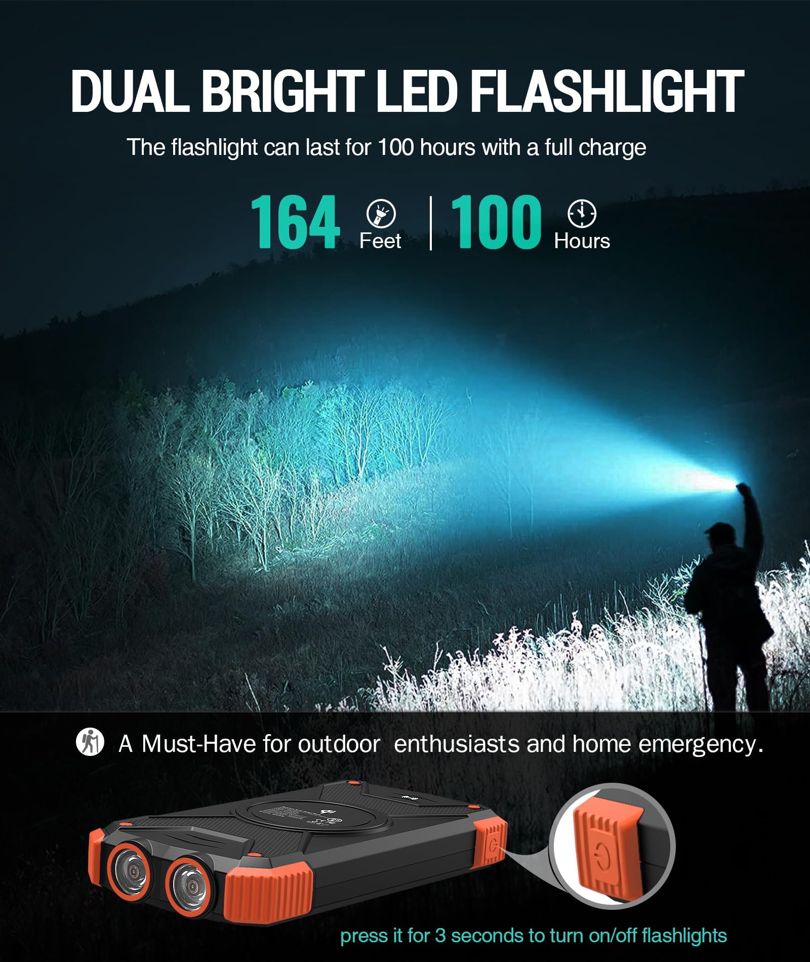 2 Pack ππ₯ππ§πππ Solar Powered Cell Phone Charger with Super-Strong Magnets 10,000mAh Waterproof Bakcup Battery for Camping (Green+Orange)