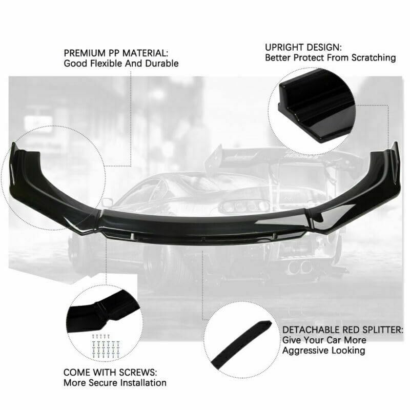 Gloss Black Bumper Lip Spoiler Splitter Fit for 1997-2002 2010-2021 Chevy Camaro LS LT1 SS Coupe Convertible Front Rear Body Kit Side Skirt