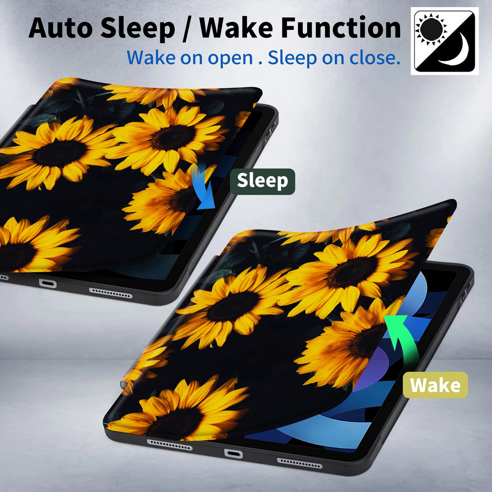 BPQOJB for Samsung Galaxy Tab A8 Case Galaxy Tab A8 10.5 Case 360 Degree Rotating PU Leather Smart Cover with Auto Wake/Sleep Tablet Case for Galaxy Tab A8 10.5 inch 2022 - Yellow Sunflowers