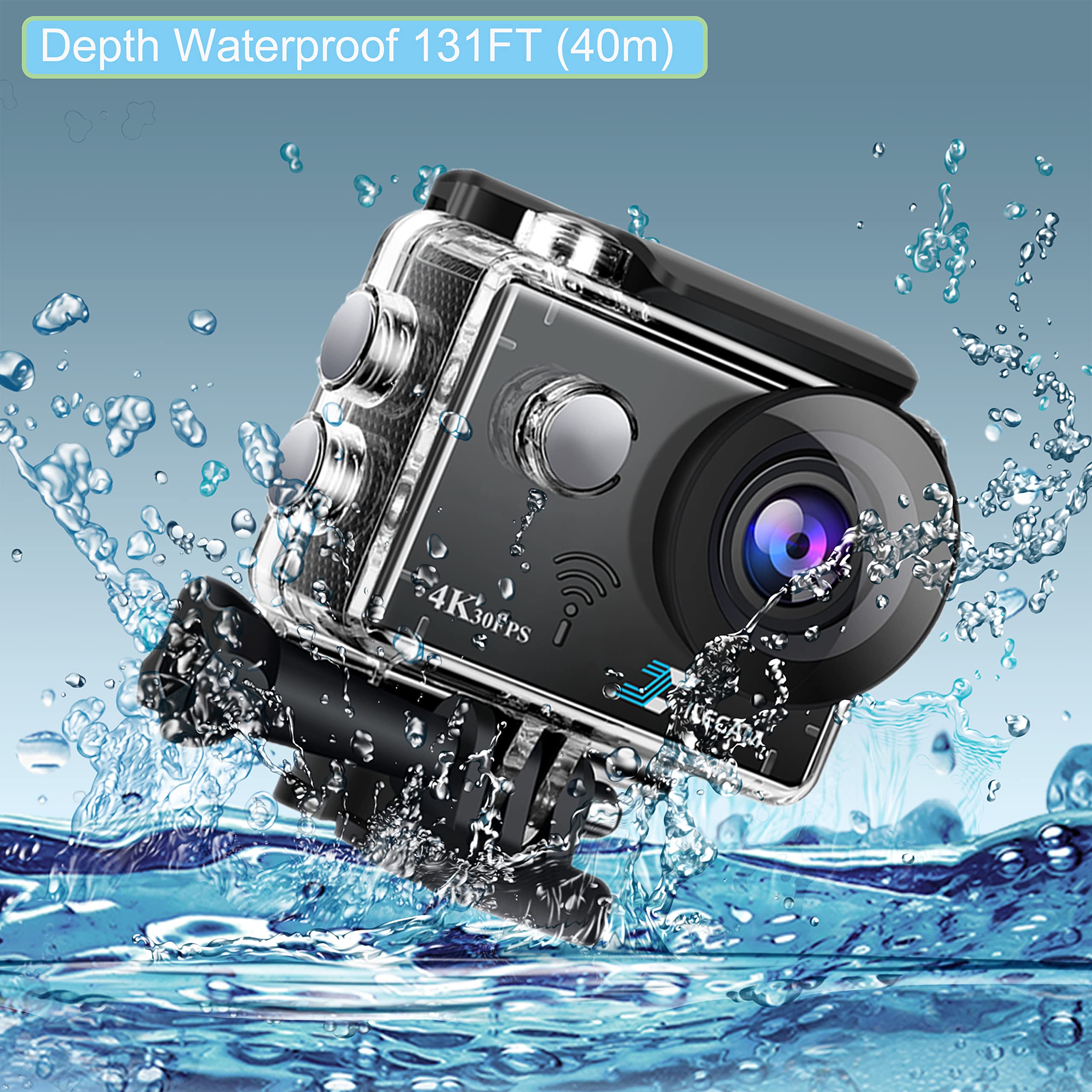 Xilecam Action Camera 4K/20M /WiFi/4*Zoom/2.4 G Remote Control 2 * 1350mAh Battery Waterproof Camera Underwater 131FT/170 Degree Wide Angle Sports Camera (4K+2.4G) X3R