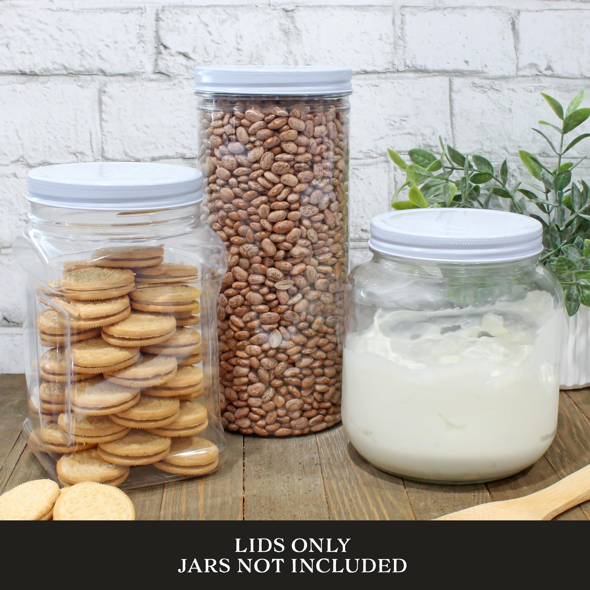 Cornucopia 110mm Replacement Metal Lids (4-Pack, White); Fits 110-400 Neck Large Wide Mouth Glass and Plastic Jars