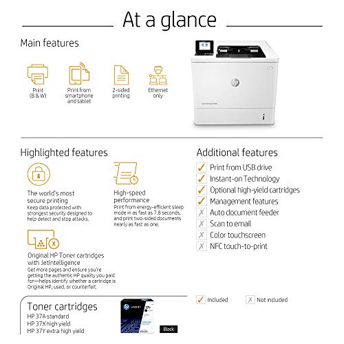 HP Laserjet Enterprise M609dn Duplex Printer with One-Year, Next-Business Day, Onsite Warranty (K0Q21A)