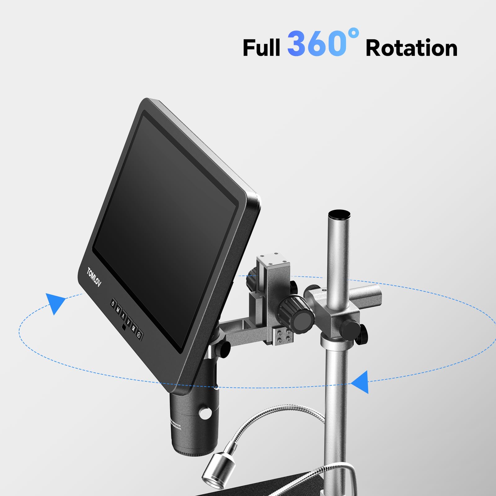 TOMLOV Digital Microscope 13" Pro Boom Stand Base BS04, 42MM(1.65INCH) Diameter Holder Ring for DM401 DM402 Pro Max DM9 DM201 DM202 DM501 Arm LCD Coin Microscope 2k Digital Magnifier