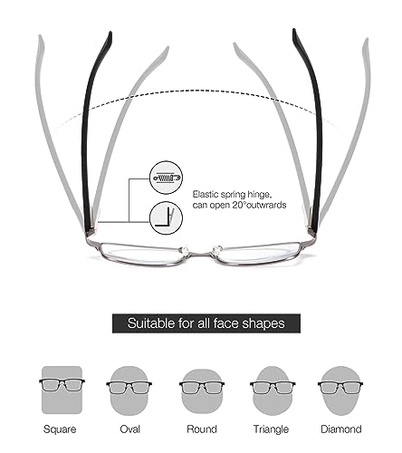 KISDATE OPTICS 4 Pack Reading Glasses Blue Light Blocking Men,Stylish Computer Readers Anti UV/Eyestrain Durable Metal Frame Spring Hinge Quality Eyeglasses Exquisite Leather Case (Mix Color +1.50)