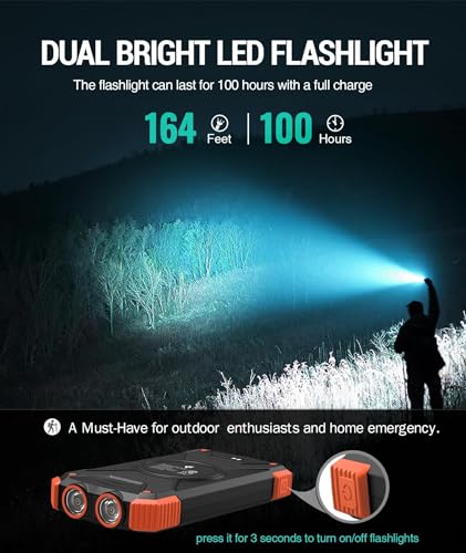 2 Pack ππ₯ππ§πππ Solar Powered Cell Phone Charger with Super-Strong Magnets 10,000mAh Waterproof Bakcup Battery for Camping (Green+Orange)