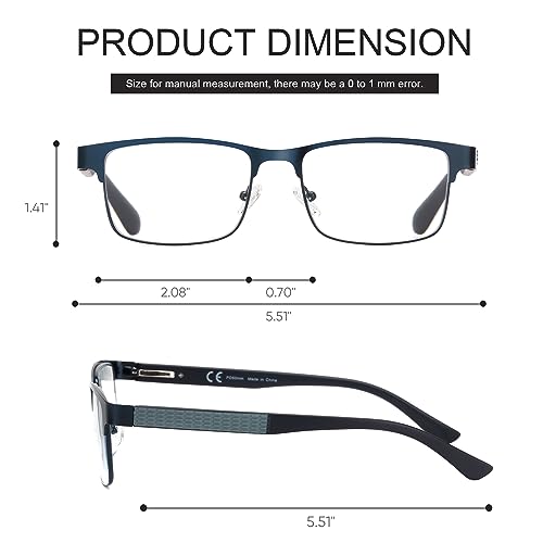 KISDATE OPTICS 4 Pack Reading Glasses Blue Light Blocking Men,Stylish Computer Readers Anti UV/Eyestrain Durable Metal Frame Spring Hinge Quality Eyeglasses Exquisite Leather Case (Mix Color +1.50)