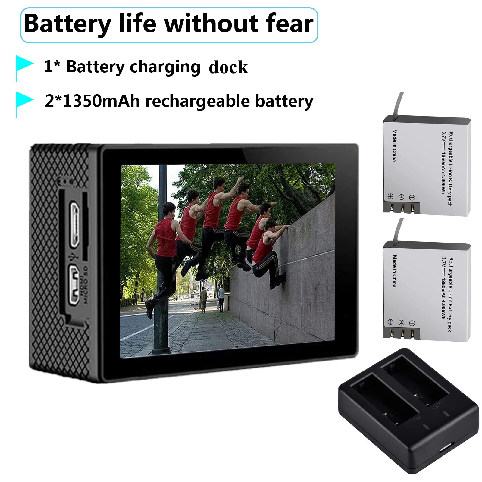 Xilecam Action Camera 4K/20M /WiFi/4*Zoom/2.4 G Remote Control 2 * 1350mAh Battery Waterproof Camera Underwater 131FT/170 Degree Wide Angle Sports Camera (4K+2.4G) X3R