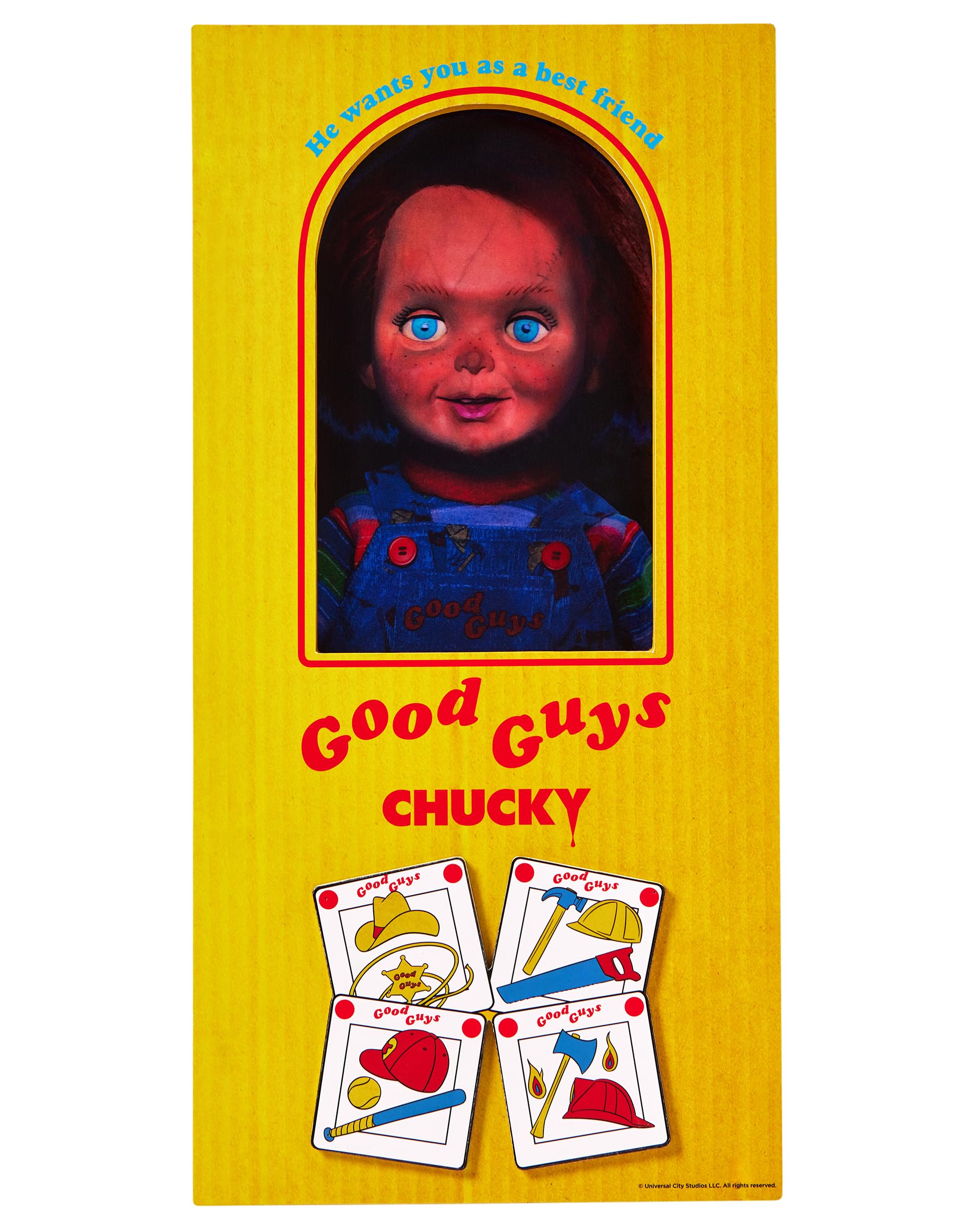 Spirit Halloween Chucky Doll Lenticular Sign | Officially Licensed | Decoration | Hanging Chucky Sign