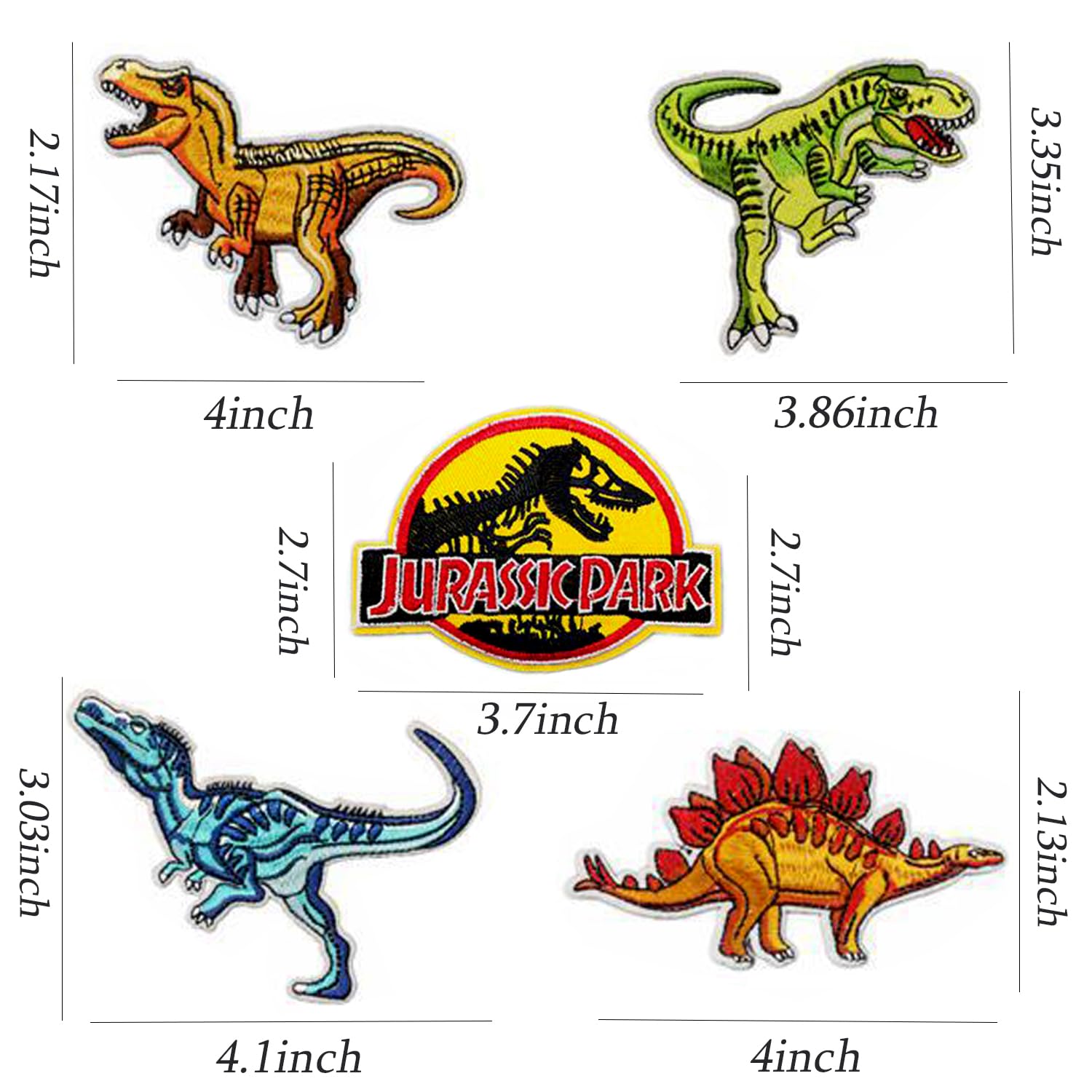 15Pcs Dinosaurs Iron on Patches Embroidered Fabric Stickers Realistic Dinosaur Pattern Sewing Patches DIY Appliques for Kids Teens Embroidered Applique Patches for T-Shirt Clothes Bags Hats