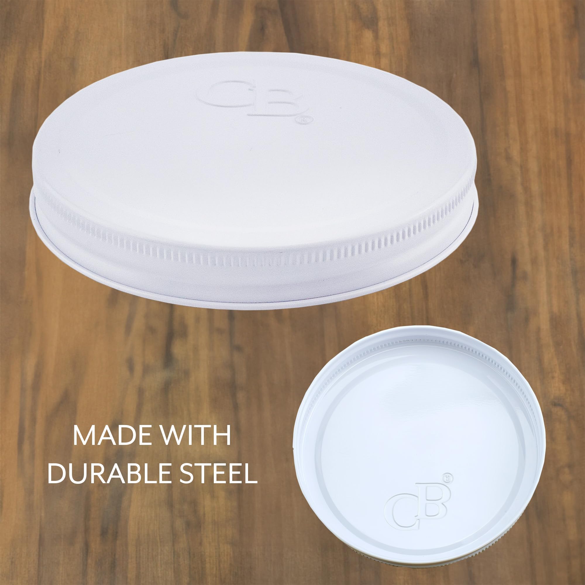 Cornucopia 110mm Replacement Metal Lids (4-Pack, White); Fits 110-400 Neck Large Wide Mouth Glass and Plastic Jars