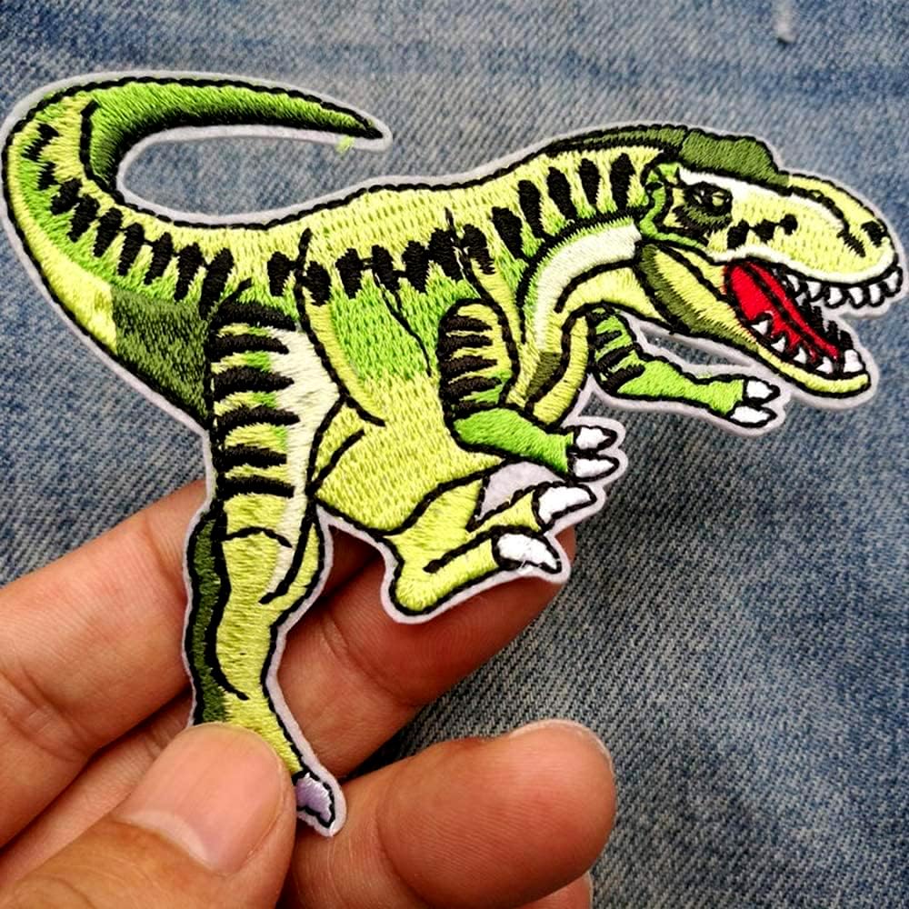 15Pcs Dinosaurs Iron on Patches Embroidered Fabric Stickers Realistic Dinosaur Pattern Sewing Patches DIY Appliques for Kids Teens Embroidered Applique Patches for T-Shirt Clothes Bags Hats