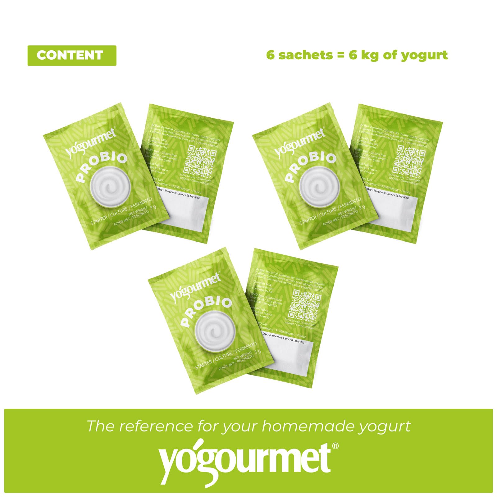 Yogourmet Yogurt Starter With Probiotics (12 Pack Bulk Version) - Make Yogurt at Home - Starter Culture - All Natural, Gluten Free, Kosher, Halal - 3 g Sachets