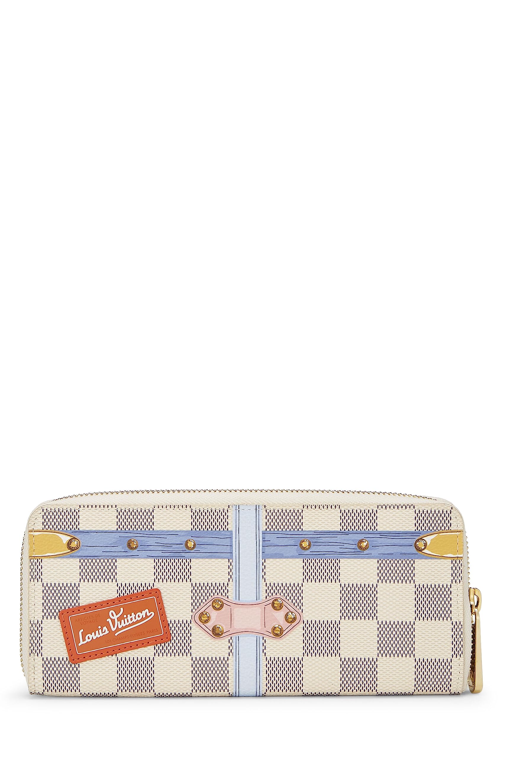Louis Vuitton, Pre-Loved Damier Azur Trunk Clemence Wallet, White