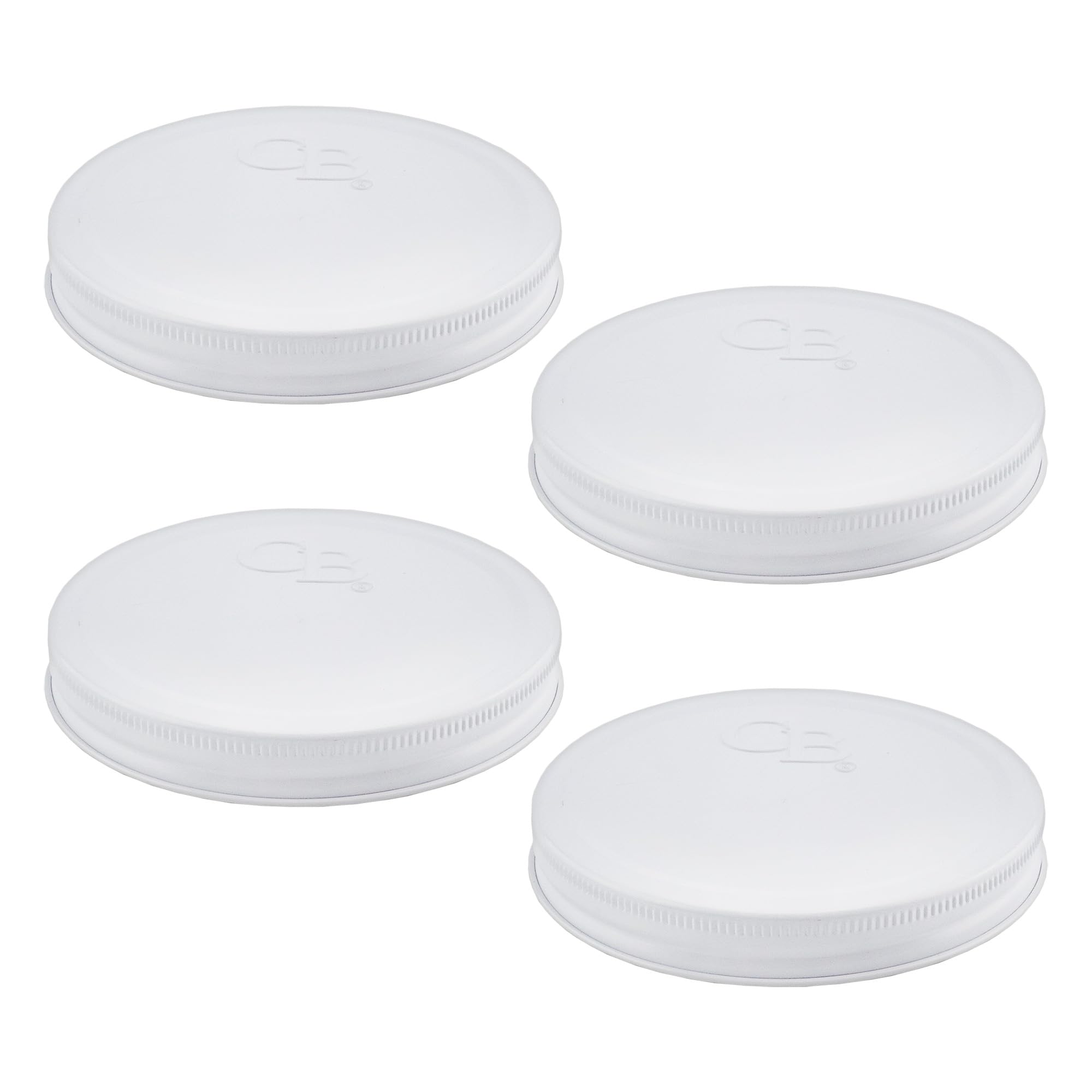 Cornucopia 110mm Replacement Metal Lids (4-Pack, White); Fits 110-400 Neck Large Wide Mouth Glass and Plastic Jars