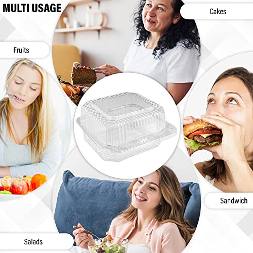 MT Products Cake Slice Container 5" x 5" x 2.75" - Square Plastic Containers To Go - Pack of 40 Clear Hinged Containers - Medium Deep Individual Cake Slice Containers - Made in the USA