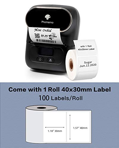 Phomemo M110 Label Maker with 1.96" x 1.96"(50x50 mm) Round Thermal Label for Barcode Label, DIY Logo Design