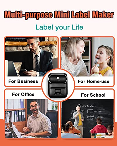 Phomemo M110 Label Maker with 1.96" x 1.96"(50x50 mm) Round Thermal Label for Barcode Label, DIY Logo Design