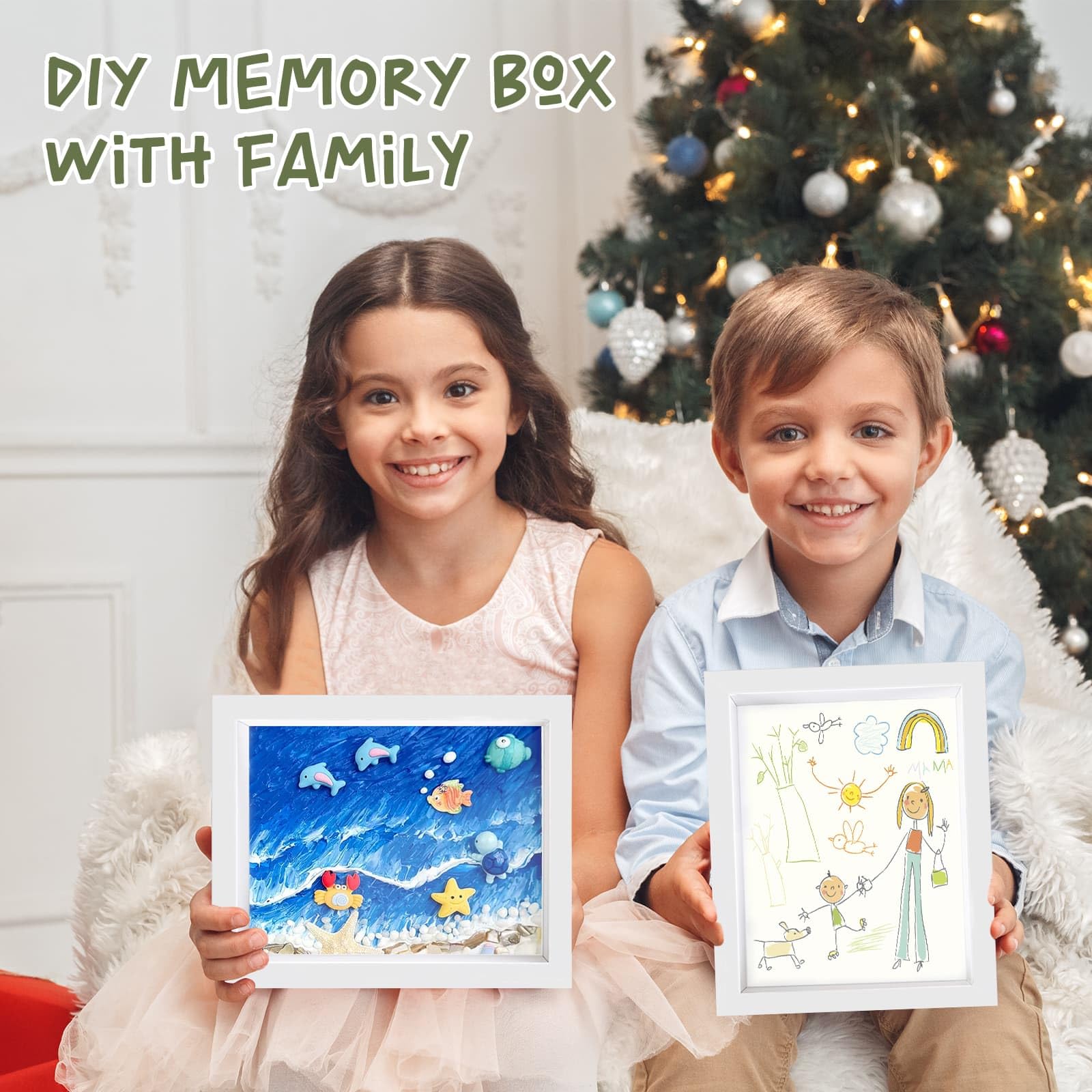 Shadow Box Frame Display Cases 8x10 - 3 Pack Deep Shadowbox Picture Frame with Galss 3D Display Wood Shadow Box Frame with Line Board