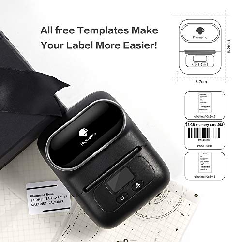 Phomemo M110 Label Maker with 1.96" x 1.96"(50x50 mm) Round Thermal Label for Barcode Label, DIY Logo Design