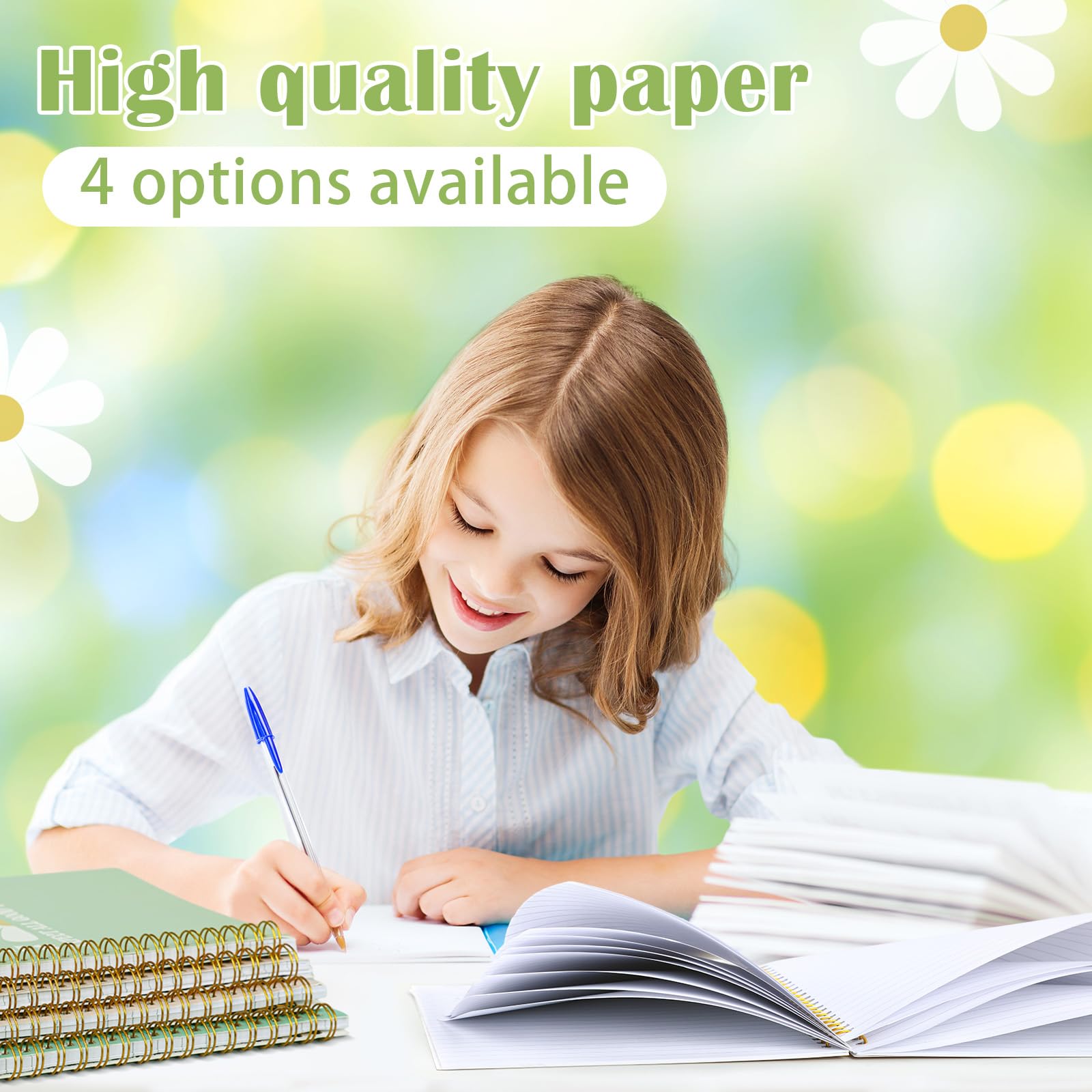 Cholemy 4 Pack Pink Green Notebooks Aesthetic Notebooks A5 Size 5.7 x 8.3 Inch Cute Aesthetic Notebook Spiral Travel Journal for Women Lined Paper