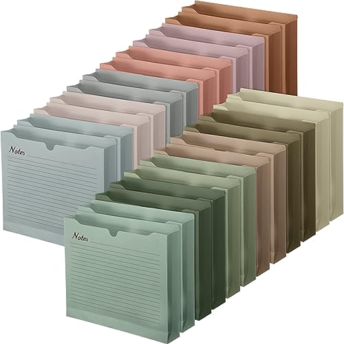 Fainne 24 Pcs Expanding Pocket File Folder Jackets Letter Size 2 Inch Expansion File Reinforced Straight Cut Tab Expandable Folder Document Organizer for Paper Cabinet (Lovely Color)