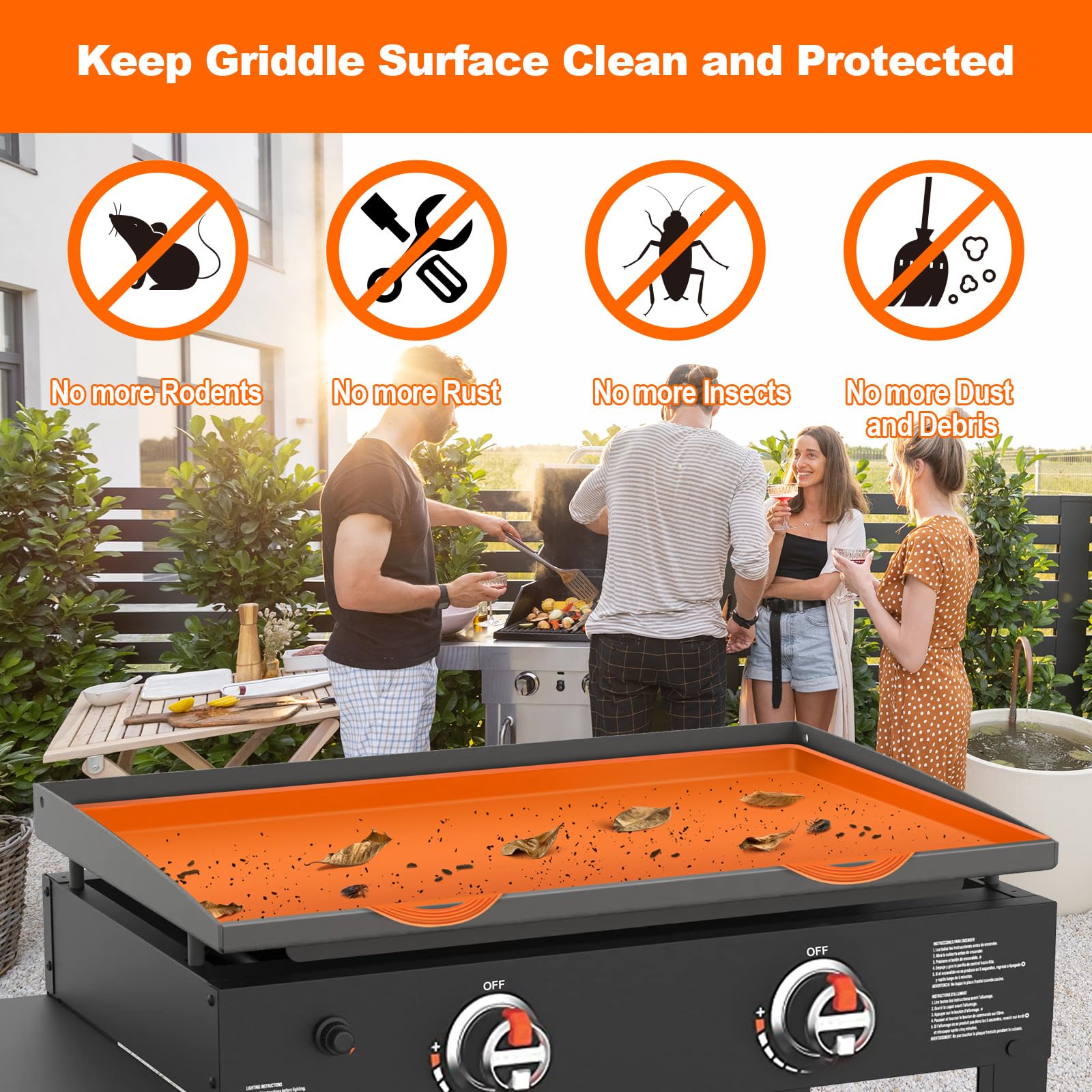 28β Blackstone Griddle Cover Silicone Griddle Mat for 28 Inch Blackstone Griddle, Heavy-Duty Food Grade Silicone Mat to Protect from Pollen, Debris and Rust, All-Season Protective Griddle Cover