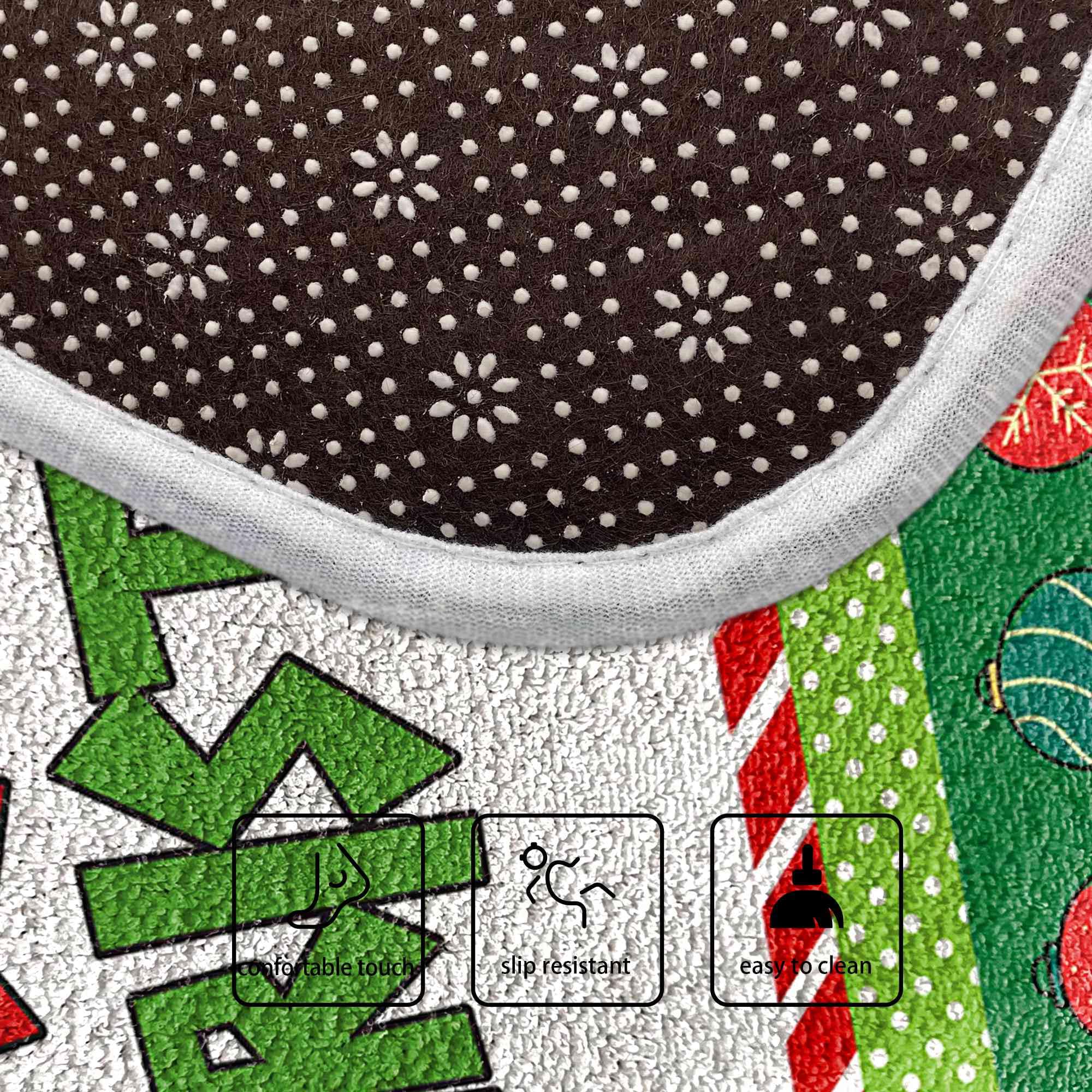 Moladika Merry Christmas Kitchen Mats Set of 2 Grinchmas Kitchen Mats for Floor Winter Xmas Tree Red and Green Cushioned Anti-Fatigue Floor Mats