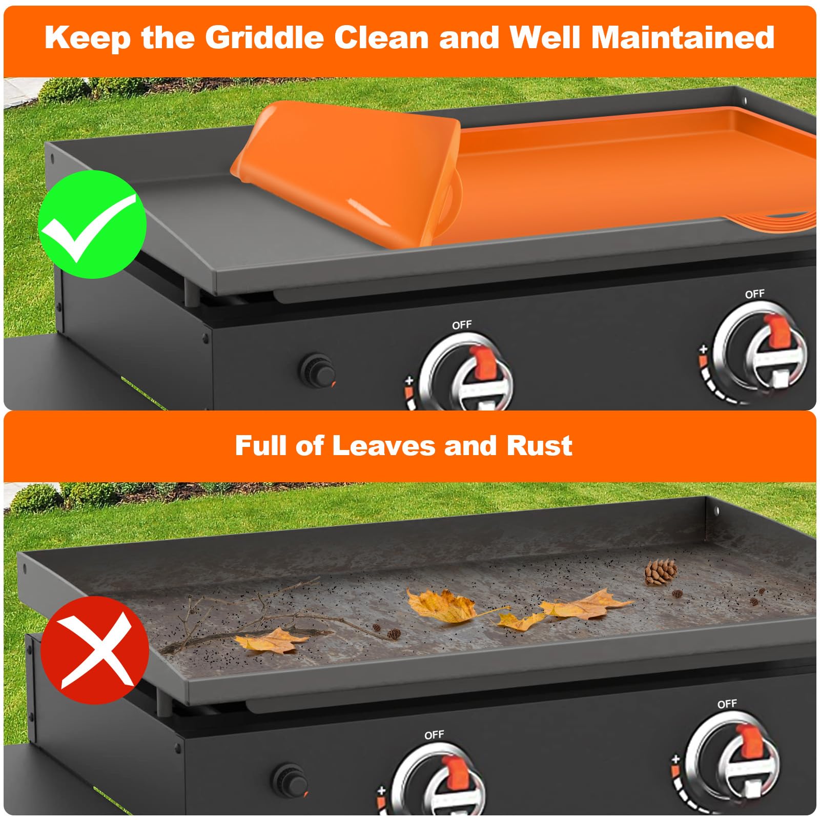 28β Blackstone Griddle Cover Silicone Griddle Mat for 28 Inch Blackstone Griddle, Heavy-Duty Food Grade Silicone Mat to Protect from Pollen, Debris and Rust, All-Season Protective Griddle Cover