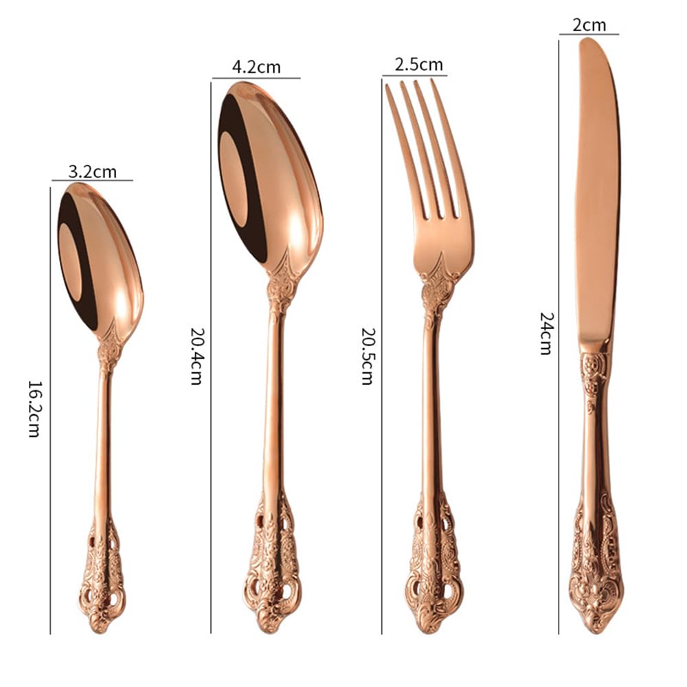 Michelangelo Flatware Set for 12, Aimilan 48 Piece Luxury Palace Silverware Set, 18/10 Stainless Steel Cutlery Utensil Set Include Knife Fork Spoon, Mirror Polished, Dishwasher Safe(Rose Gold)