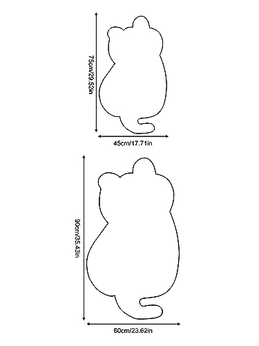 QWINEE Cute Cat Animal Shape Plush Rugs Cat Bed Mat Non Slip Soft Bath Carpet Thick Bath Mats for Pet Bed Mat Living Room Kitchen Black 18"*30"