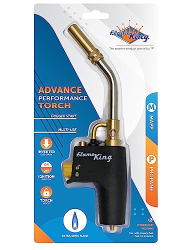 Flame King FK4500CGA High Intensity Propane Torch Head for Soldering, Brazing, Plumbing, Lighting Charcoal/Fire Pits, Compatible with 1LB Cylinders, MAPP, and MAP-PRO