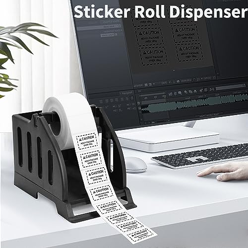 GUERMOK Thermal Label Holder for Rolls & Fan-Fold, Fragile Shipping Label, Label Stand Desktop Printer Holder-Home Office Accessory-Sticker Dispenser for Holographic Vinyl (Black), 9 inches