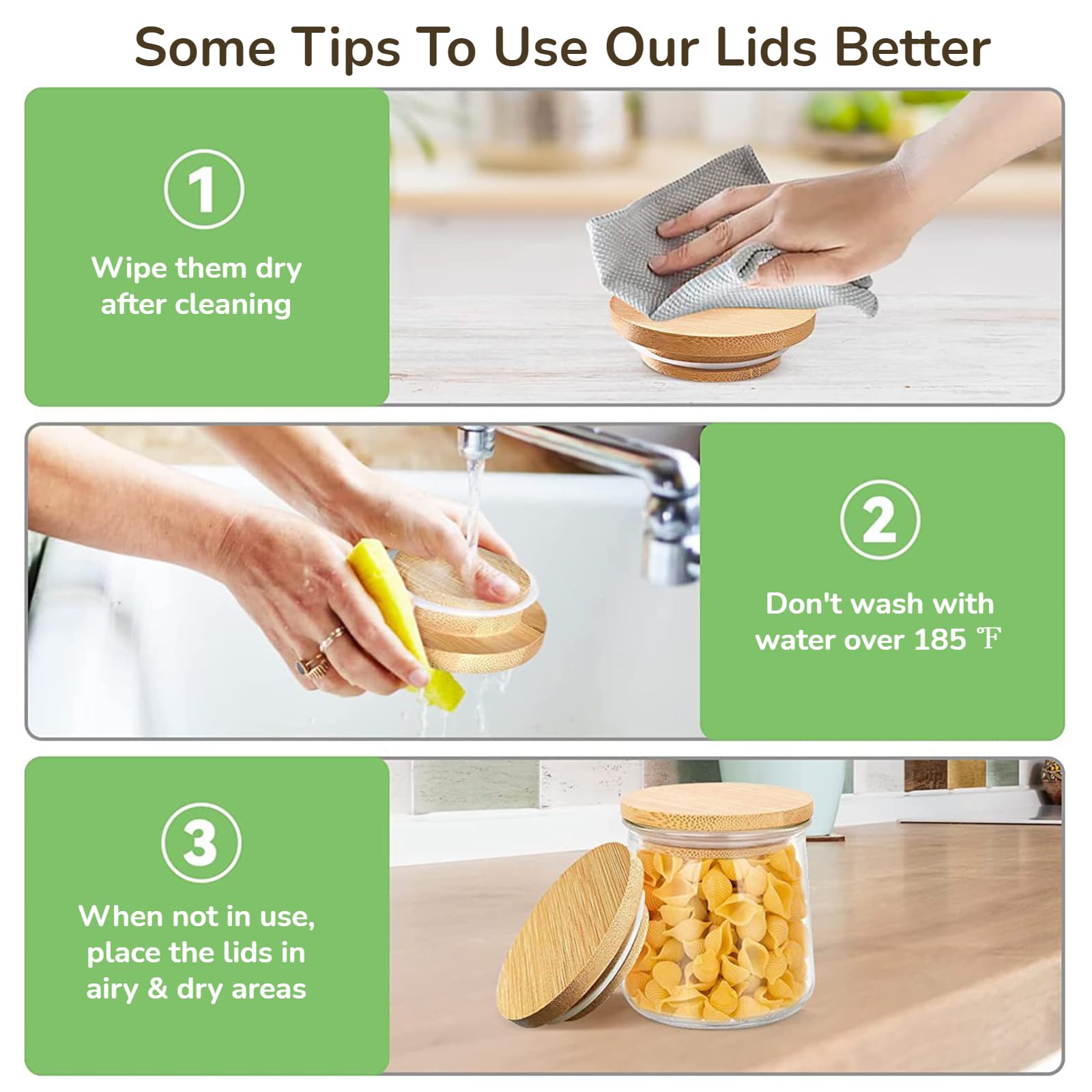 yeesport 12 PCS Yogurt Jar Lids, 2.6 Inches Bamboo Jar Lids for Yogurt Jars, Food Fruit Candy Can Lids with Silicone Sealing Rings, Yogurt Jar Lids With DIY Function