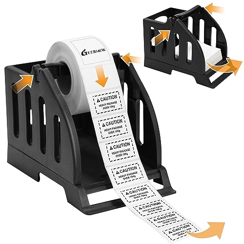 GUERMOK Thermal Label Holder for Rolls & Fan-Fold, Fragile Shipping Label, Label Stand Desktop Printer Holder-Home Office Accessory-Sticker Dispenser for Holographic Vinyl (Black), 9 inches