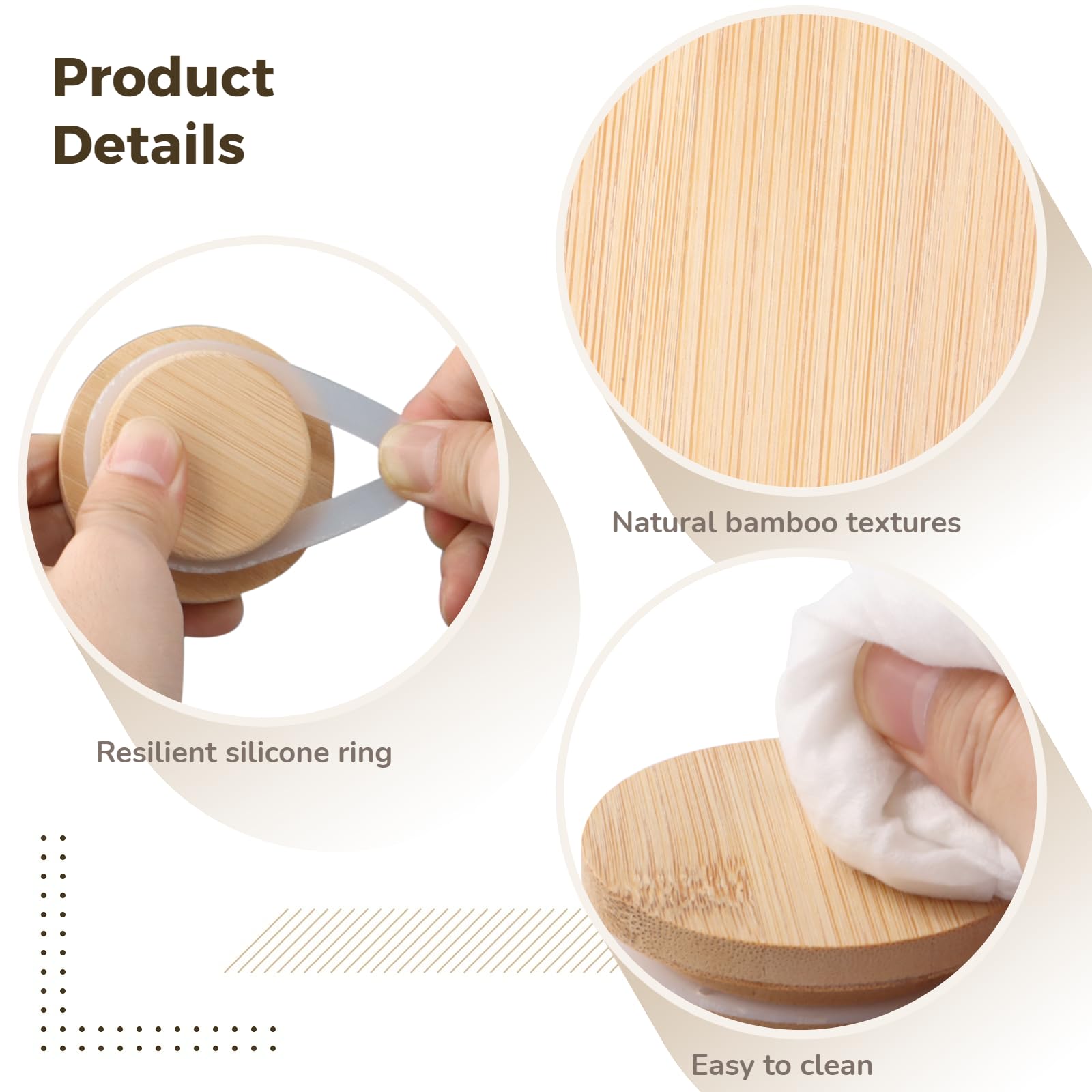 yeesport 12 PCS Yogurt Jar Lids, 2.6 Inches Bamboo Jar Lids for Yogurt Jars, Food Fruit Candy Can Lids with Silicone Sealing Rings, Yogurt Jar Lids With DIY Function