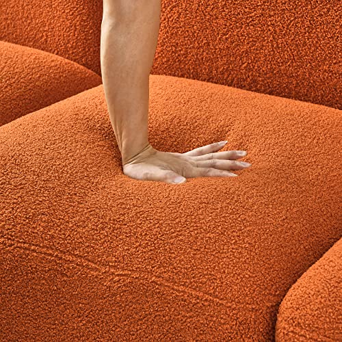 JIVOIT Modern Modular Sectional Sofa Set, DIY Combination L-Shape Upholstered Chaise Lounge Couch, Teddy Fabric 4-Seat Sofa for Living Room Bedroom Apartment Offic (Orange-DIY Combination)