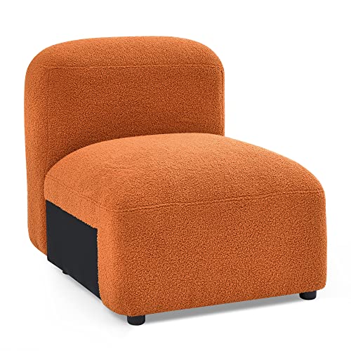 JIVOIT Modern Modular Sectional Sofa Set, DIY Combination L-Shape Upholstered Chaise Lounge Couch, Teddy Fabric 4-Seat Sofa for Living Room Bedroom Apartment Offic (Orange-DIY Combination)