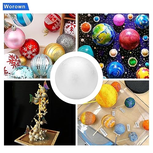 Worown 24 Pack 5 Sizes (1 to 2.4 Inches) White Foam Balls, Solid Polystyrene Balls for Arts & Crafts, Ornaments School Projects Wedding Decorations